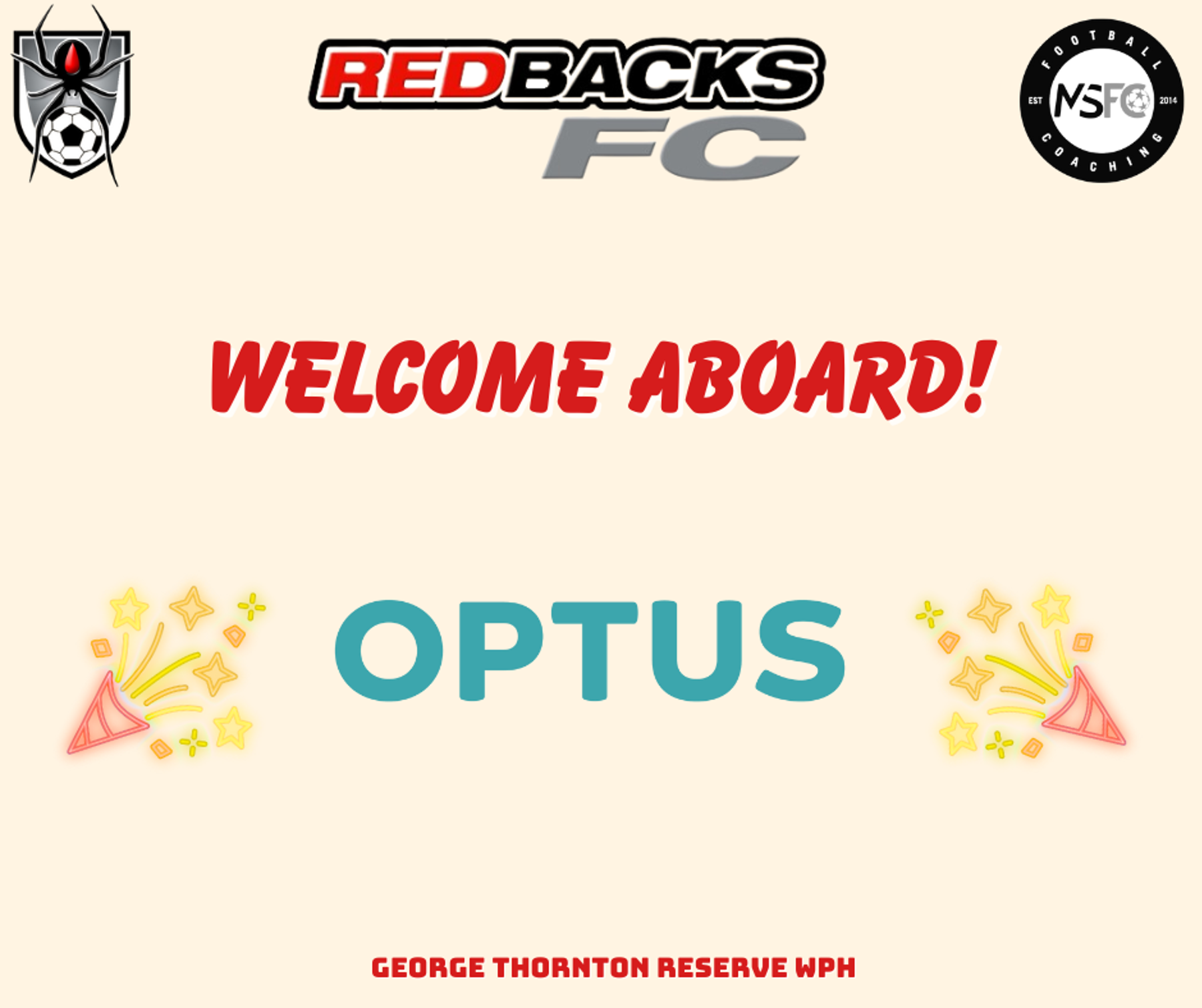 Welcome aboard Optus! - West Pennant Hills Redbacks FC - Sydney ...